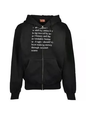 PRAYING Graphic-print Zip-up Hoodie - Black