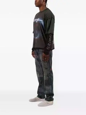 BLDG4 Graphic-print Layered-sleeve T-shirt