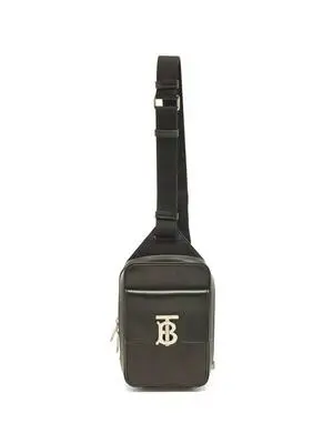 Burberry Tb Leather Crossbody Bag - Black