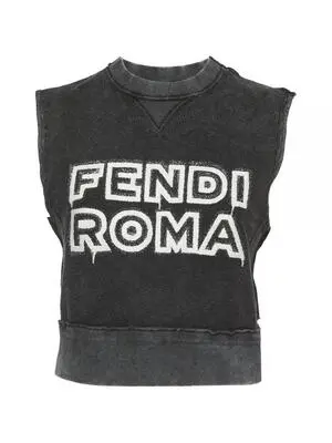 Fendi X Marc Jacobs Logo-embroidered Cropped Top