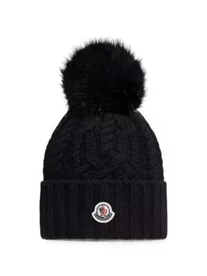 MONCLER Cable-knit Pompom Beanie Hat