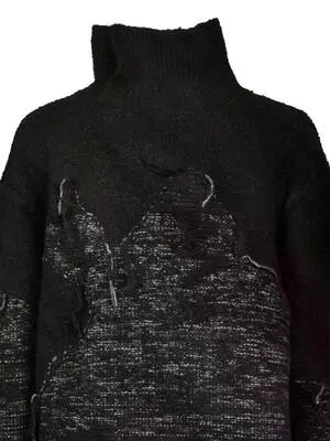 D HYGEN Intarsia-knit Distressed Sweater