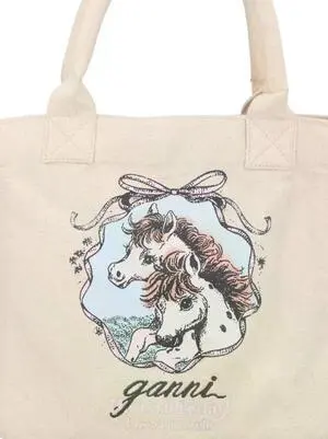 GANNI Easy Pony Tote Bag Neutrals