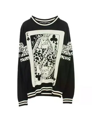 Dolce & Gabbana 2010s Playing Card-print Sweater - Black