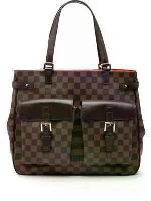 LOUIS VUITTON 2003 Damier Ebene Uzes Tote Bag - Brown