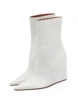 Amina Muaddi Pernille Wedge Ankle Boots - White