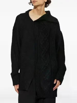 Yohji Yamamoto Cable-knit Asymmetric Sweater - Black