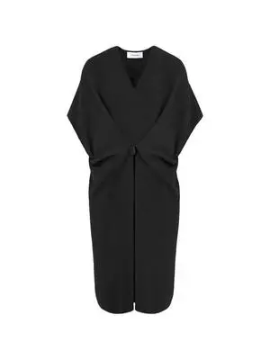 YVES SALOMON Draped Silk-crepe Midi Dress