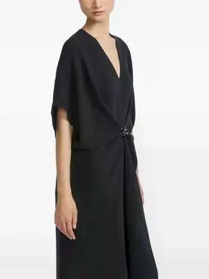 YVES SALOMON Draped Silk-crepe Midi Dress