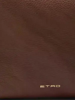 Etro Embossed-logo Pebbled Leather Shoulder Bag