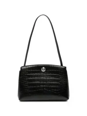 LIFFNER Croc-embossed Push-lock Shoulder Bag - Black