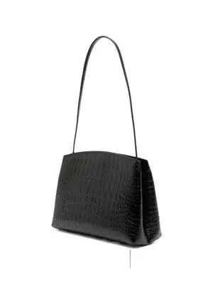 LIFFNER Croc-embossed Push-lock Shoulder Bag - Black