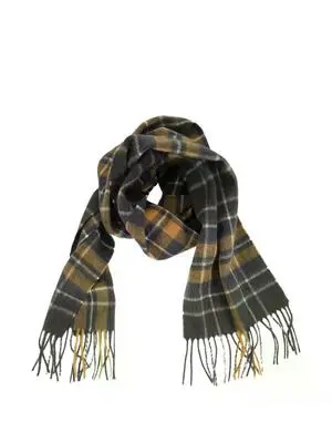 Barbour Tartan-pattern Fringed Scarf - Brown