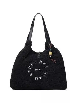 V°73 Ski Glam Embroidered Teddy-effect Shoulder Bag - Black
