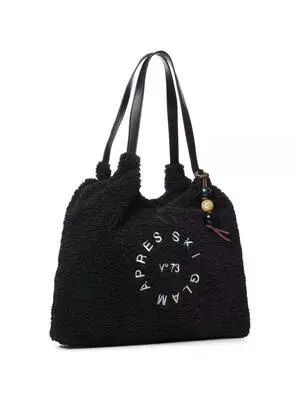 V°73 Ski Glam Embroidered Teddy-effect Shoulder Bag - Black
