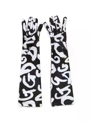 Dolce & Gabbana Dg Logo Elbow-length Gloves - Black