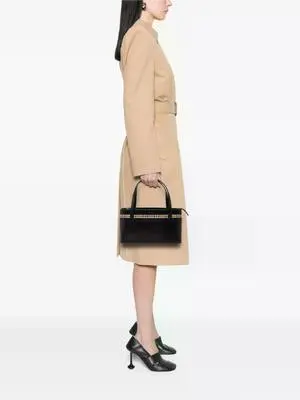 Burberry 2000-2017 House Check Canvas Trimmed Leather Handbag