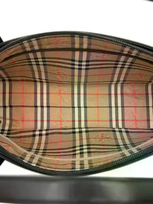 Burberry 2000-2017 House Check Canvas Trimmed Leather Handbag