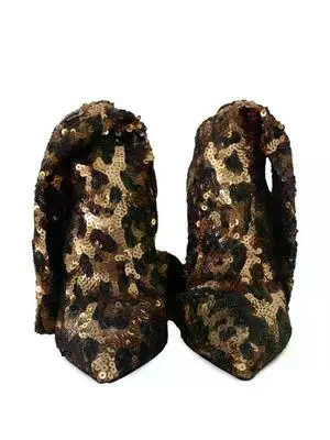 Dolce & Gabbana Leopard-print Sequin-embellished Ankle Boots