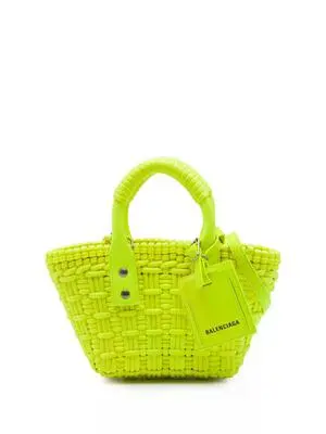 Balenciaga 2022 Faux Leather Bistro Basket Bag Xxs Satchel - Yellow