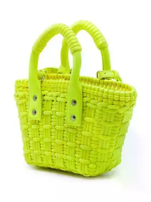 Balenciaga 2022 Faux Leather Bistro Basket Bag Xxs Satchel - Yellow