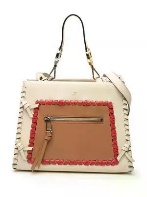 Fendi 2000-2010 Small Bicolor Calfskin Whipstitch Runway Satchel - Brown