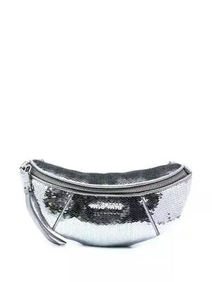 Miu Miu 2010-2026 Metallic Calfskin Sequin Embellished Belt Bag - Silver