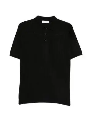 DIKTAT Ribbed-knit Polo Shirt - Black