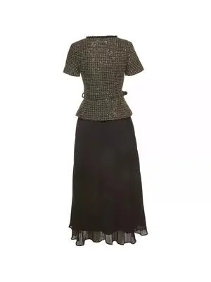 SELF-PORTRAIT Pleated Boucle Midi Dress