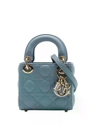 Dior 2020 Micro Lambskin Cannage Lady Satchel - Blue