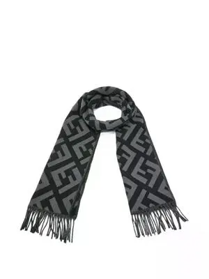 Fendi Zucca Monogram Fringed Scarf - Grey
