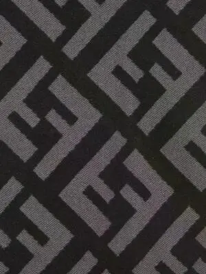 Fendi Zucca Monogram Fringed Scarf - Grey