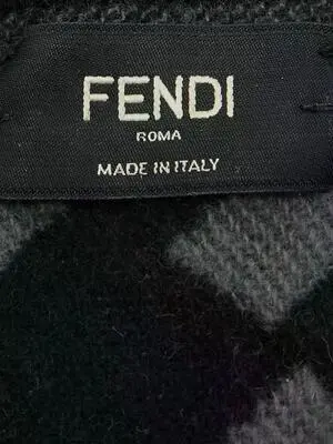 Fendi Zucca Monogram Fringed Scarf - Grey