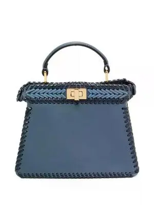 Fendi 2025 Petite Peekaboo Iseeu Woven Tote Bag - Blue