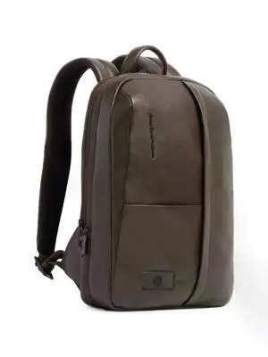 PIQUADRO Logo-appliqué Leather Backpack - Brown