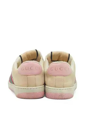 Gucci Screener Nubuck-leather Sneakers - Neutrals