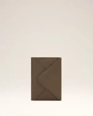 AMI Paris Brown Etienne Taurillon Leather Envelope Passport Holder Brown - Truffle