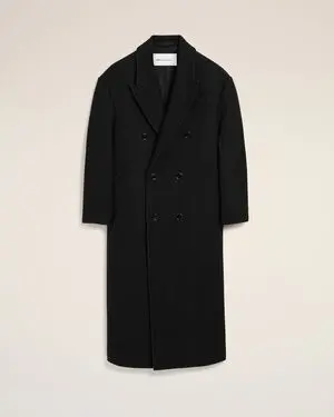 AMI Paris Long Double Breasted Wool Coat - Black