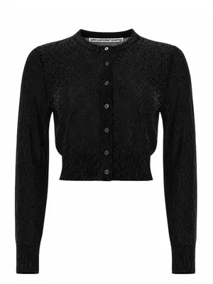 Alexander Wang Cardigan Cropped Con Perline Trasparenti - Black