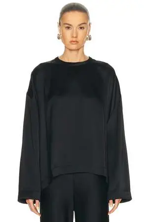 TOTEME Boxy Satin Top - Black