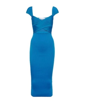 SELF-PORTRAIT Ribbed-knit Midi Dress