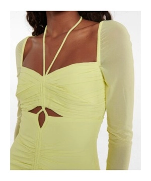 SELF-PORTRAIT Cutout Crepe Halterneck Minidress