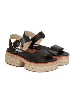 Gabriela Hearst Leather And Straw-woven Sandals