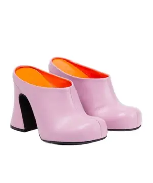 Marni Fussbett Leather Mules - Pink