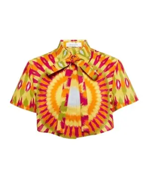 Valentino Garavani Printed Silk And Cotton Crop Top