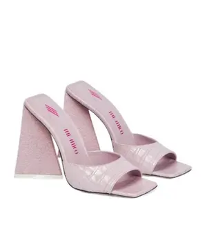Attico Devon Croc-effect Leather Sandals - Pink