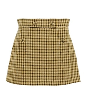 Plan C Houndstooth Checked Wool Miniskirt - Brown