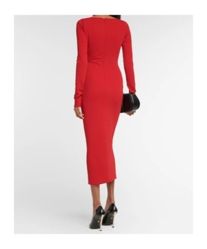 Versace Tulle-insert Ruched Jersey Midi Dress
