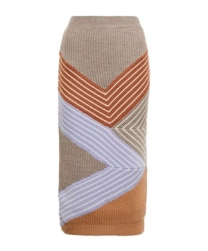 Stella McCartney Striped Ribbed-knit Midi Skirt
