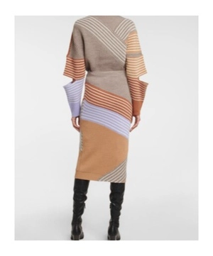 Stella McCartney Striped Ribbed-knit Midi Skirt